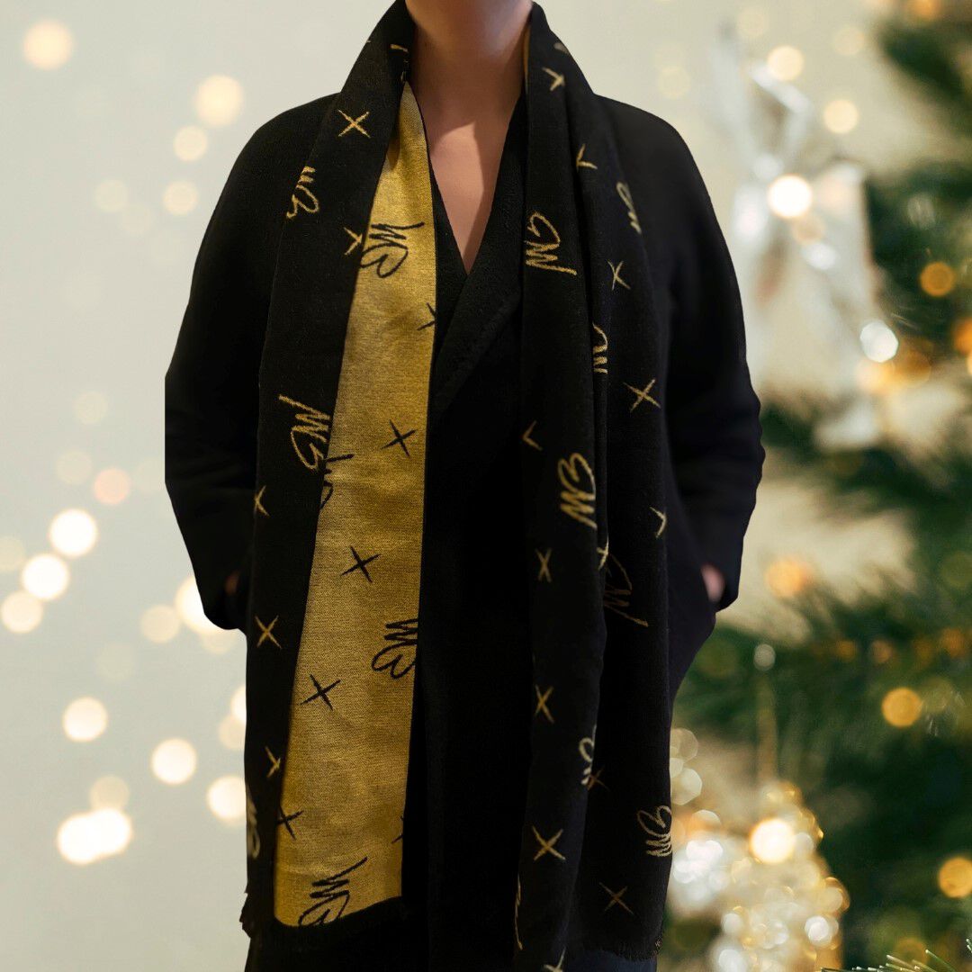 Initials Black and Gold Woven Scarf – Michael Bublé